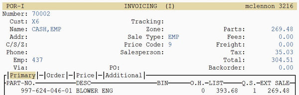 Invoice 70002 - Porsche Centre Downtown Toronto