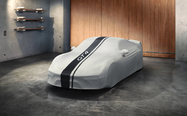 Indoor car cover 718 Cayman GT4 design - Porsche Centre Downtown Toronto